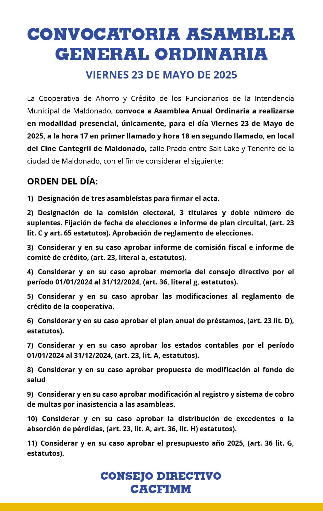 Convocatoria Asamblea Ordinaria 2025